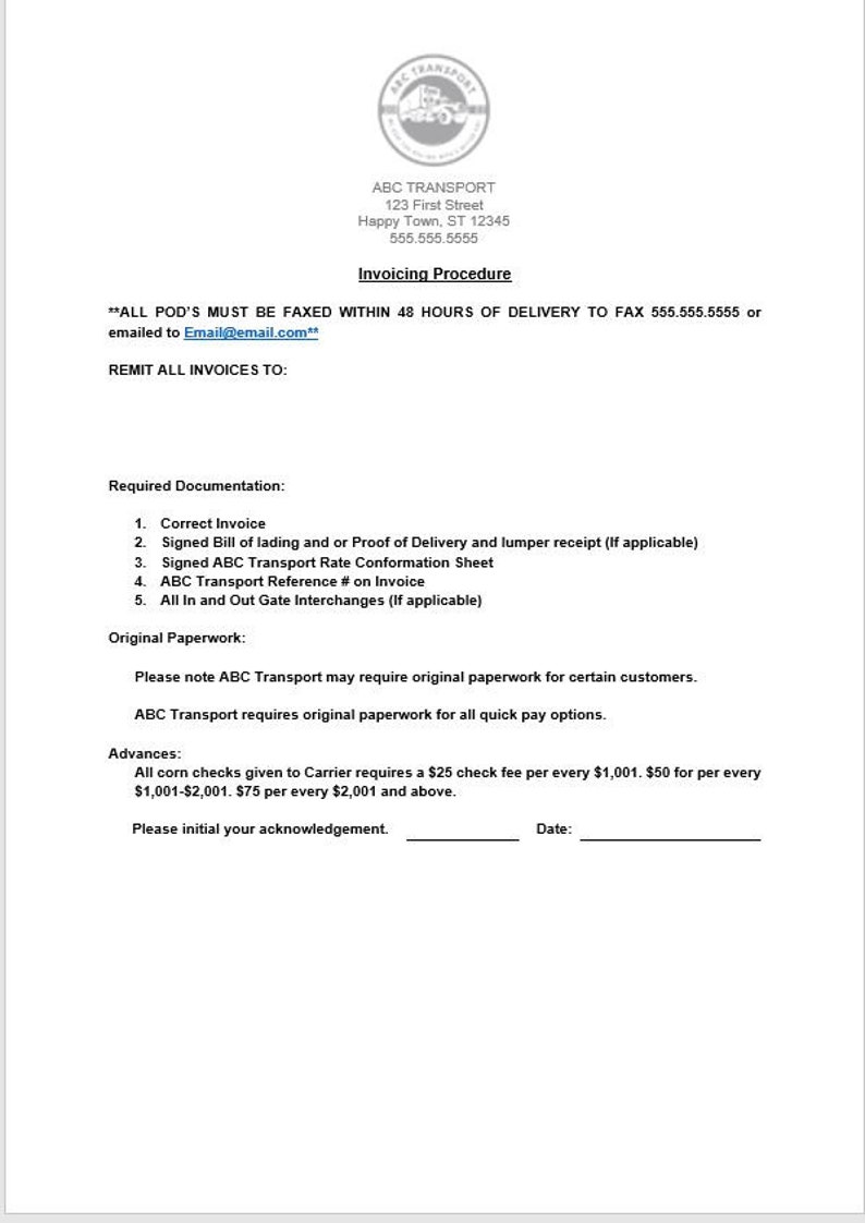 New Carrier Setup Packet ︱ Broker Template ︱carrier Agreement ...