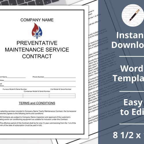 HVAC Preventative Maintenance Contract template Service - Etsy