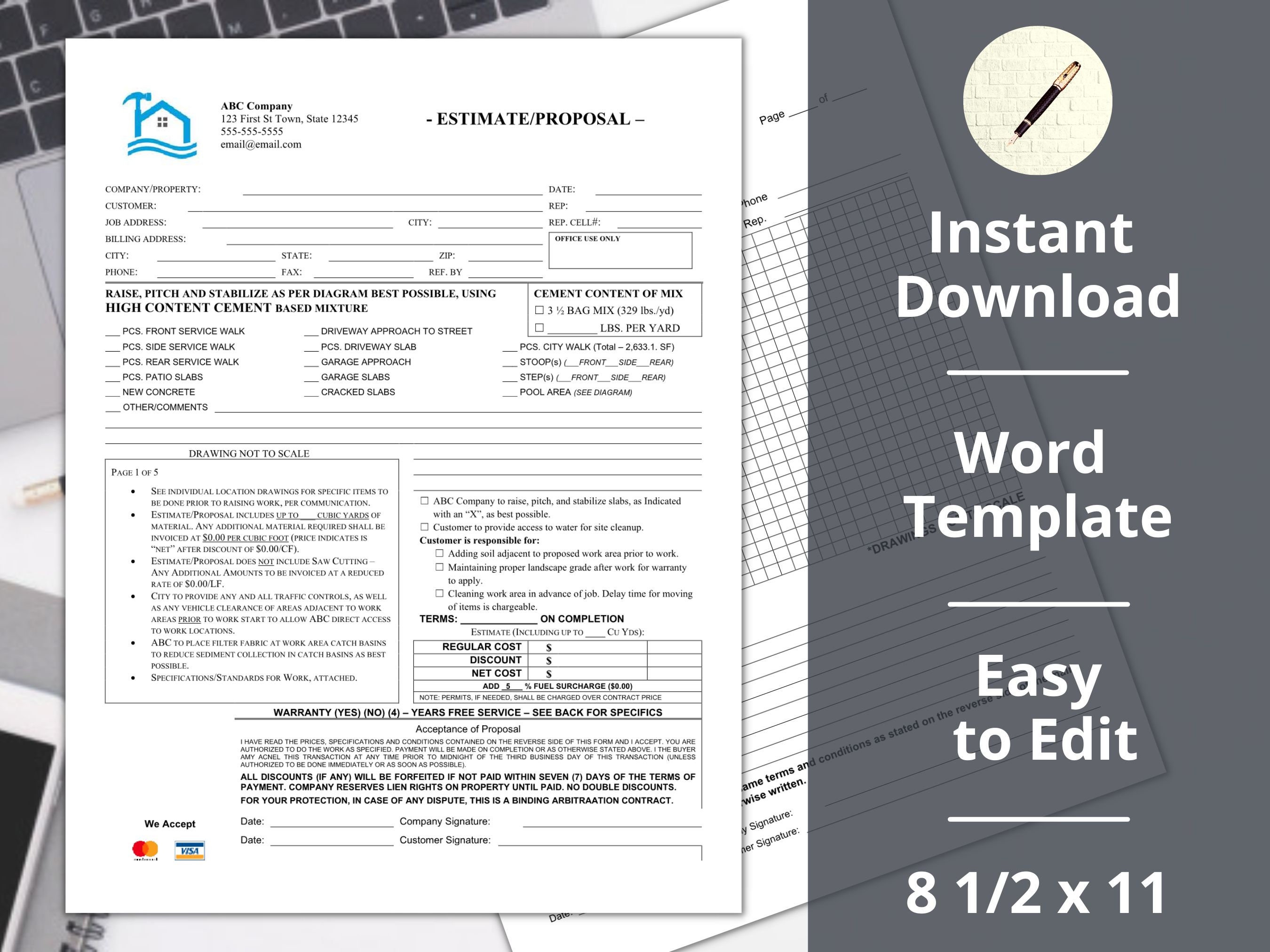 Cement ︱proposal ︱contract ︱ Concrete Template ︱construction ︱ Terms ...