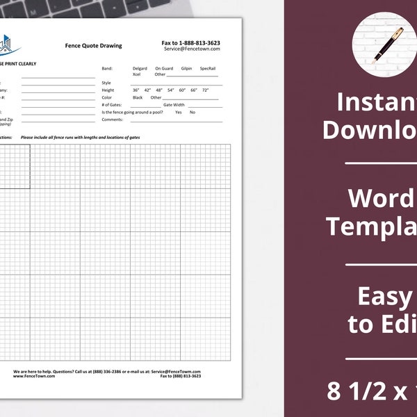 Fence Quote Template - Etsy