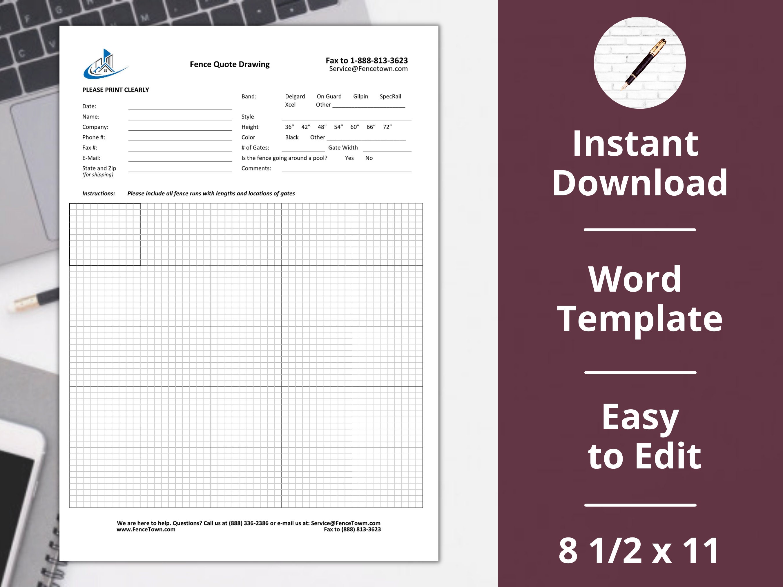 Printable Fence Quote Template