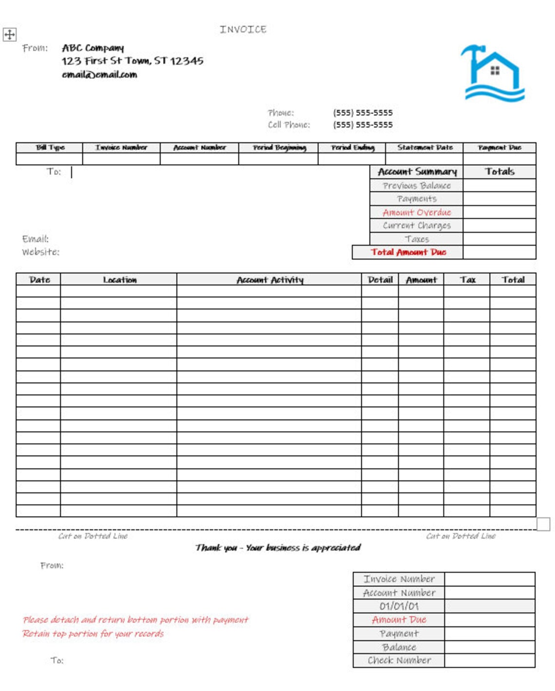Invoice Template︱editable︱instant Download︱contractor︱painting︱hvac ...