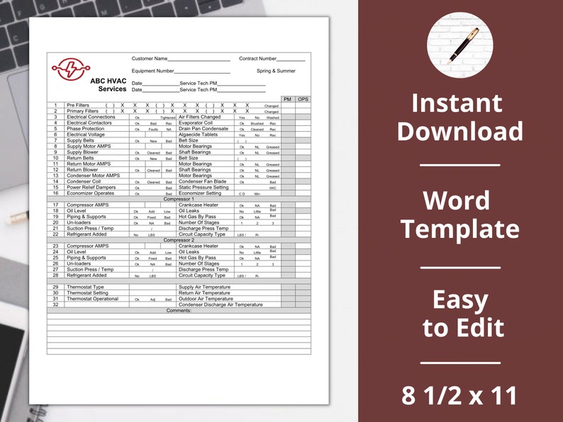 HVAC Inspection ︱preventative Maintenance ︱tune-up ︱ Report ︱ Checklist ...