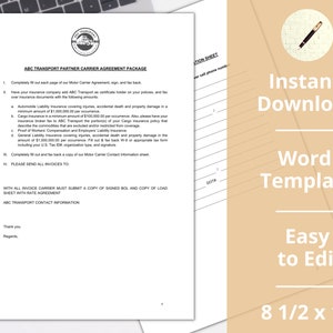 Carrier Agreement Package ︱ Broker Template ︱carrier Agreement ︱ Setup ...