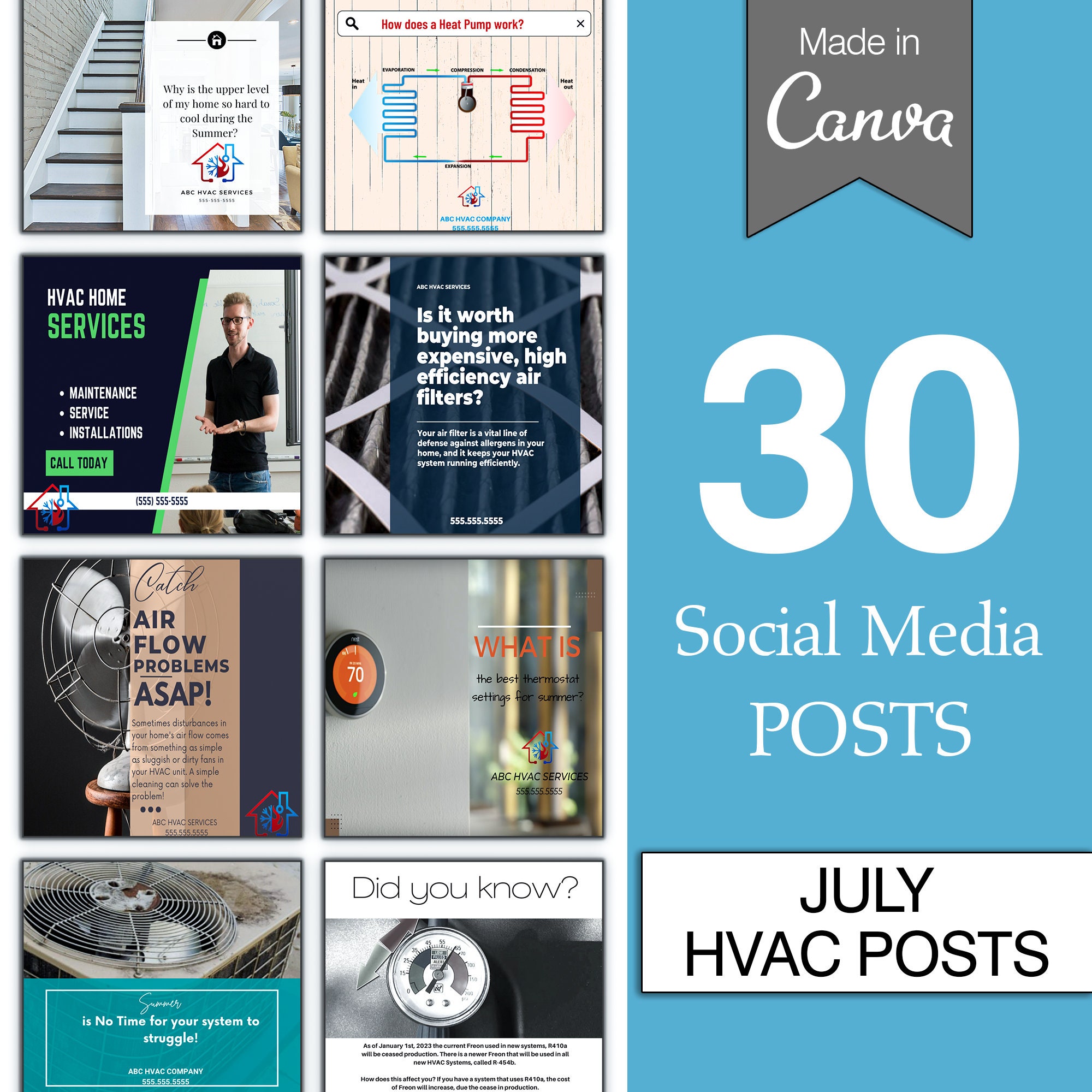 HVAC ︱july 2022 Social Media Posts ︱heating & Cooling ︱company ...