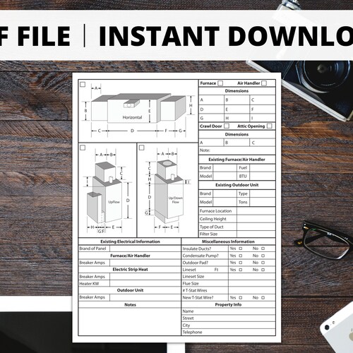 HVAC SPEC SHEET Ducts measuring template heating - Etsy