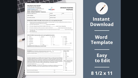 Interior Painting Proposal Estimate Word Format - Etsy