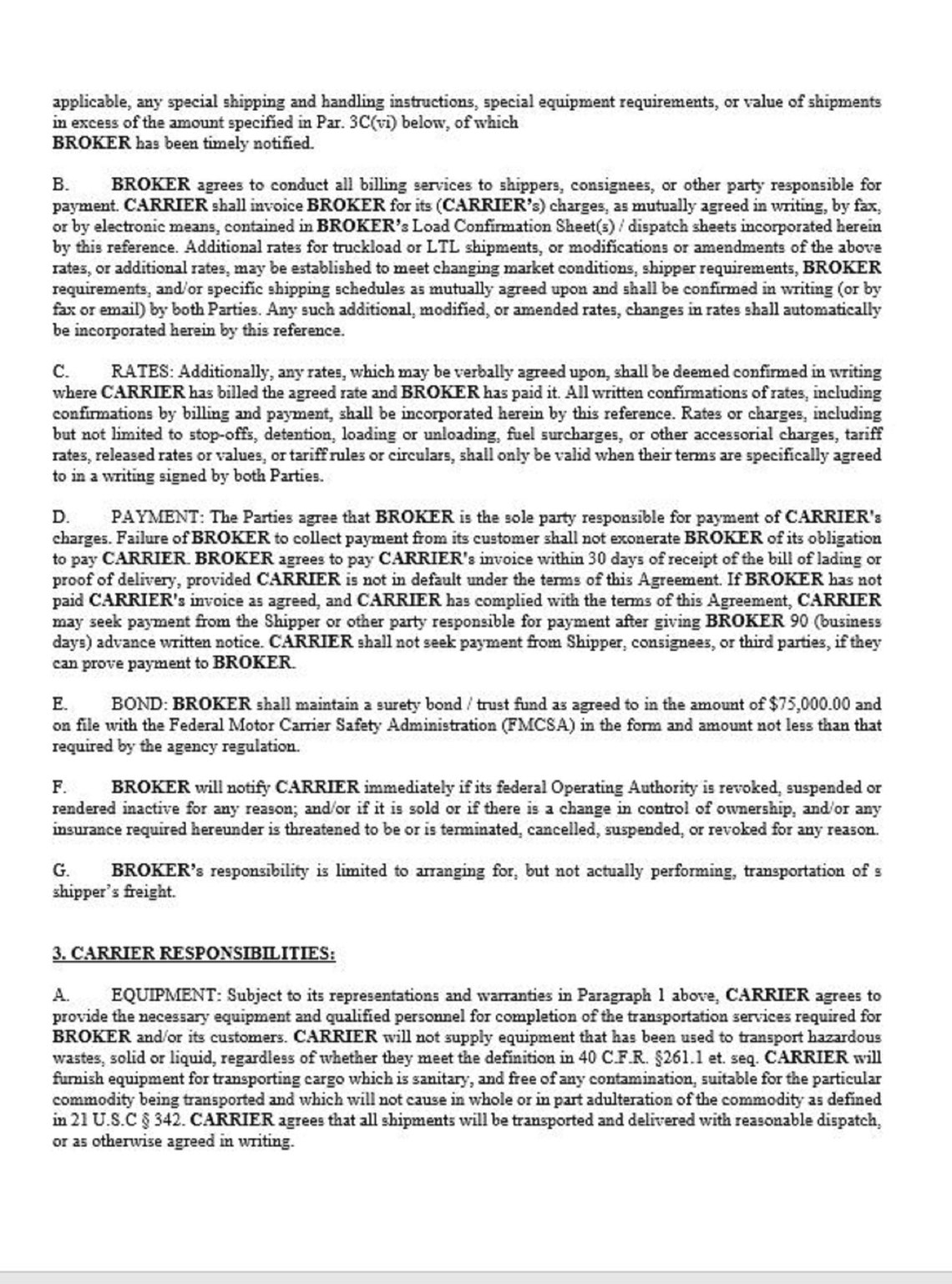 Broker & Carrier Agreement ︱contract ︱instant Download ︱template ...