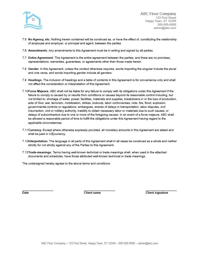 Floor Installation Contract ︱ Proposal ︱estimate ︱agreement ...