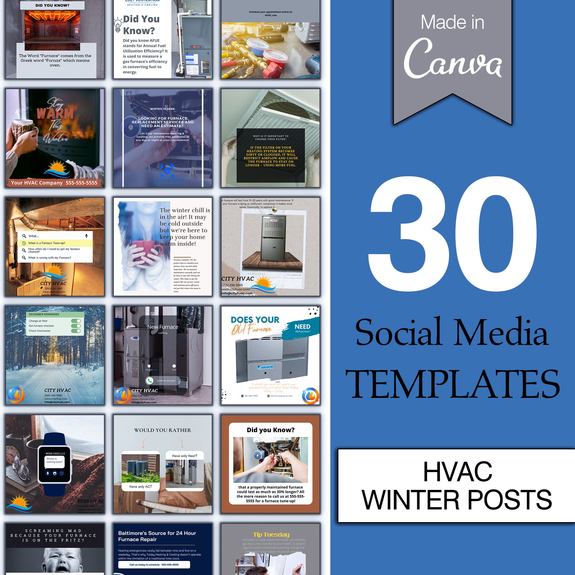 HVAC ︱ WINTER ︱ POSTS ︱facebook ︱ Instagram ︱templates - Etsy