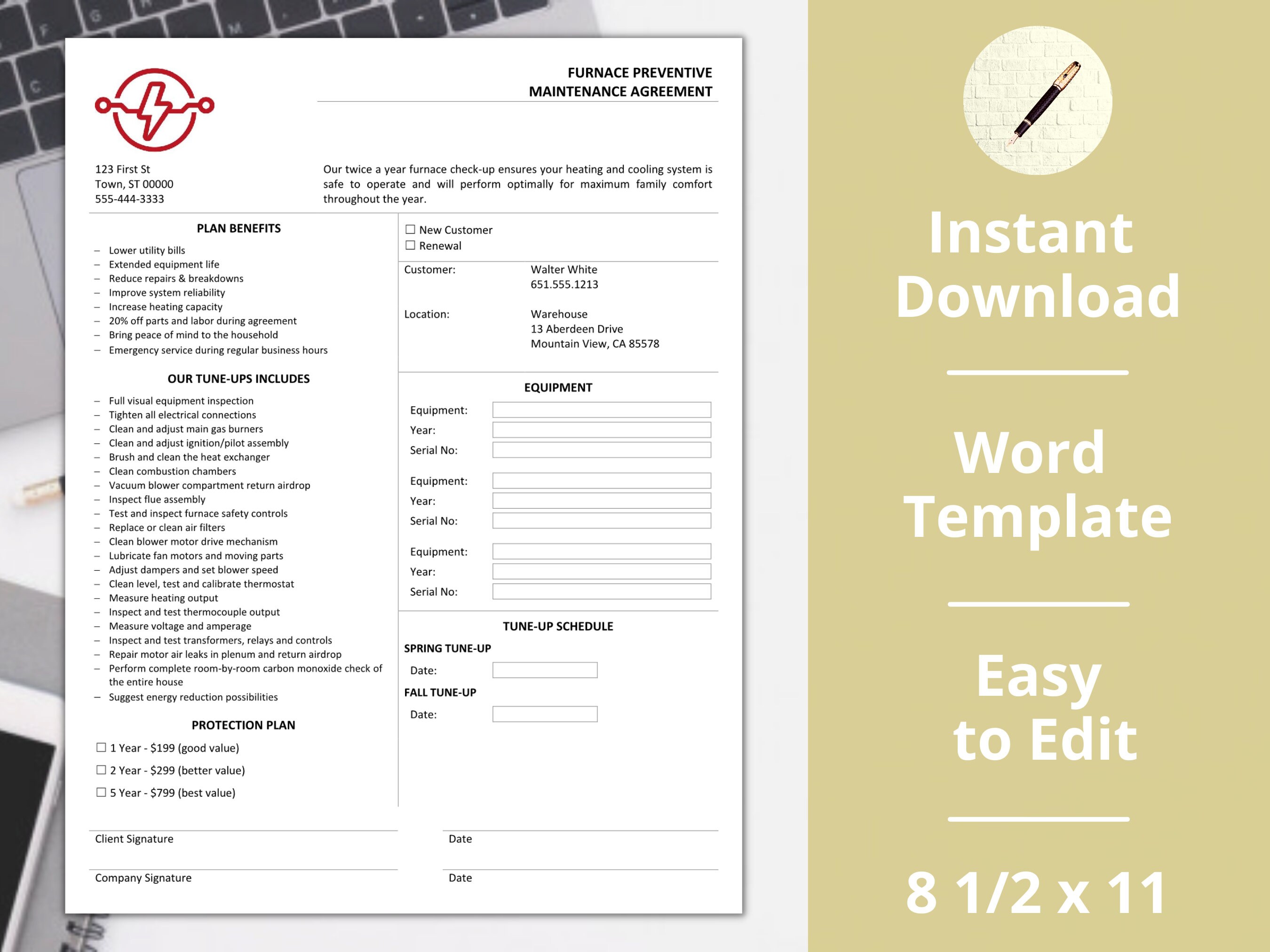 Furnace Preventative Maintenance Agreement ︱ Contract ︱agreement ...