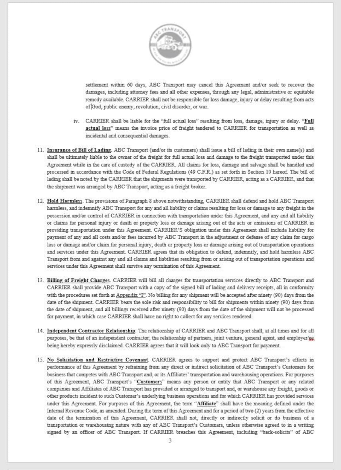 Carrier Agreement Package Broker Template carrier Agreement Setup ...