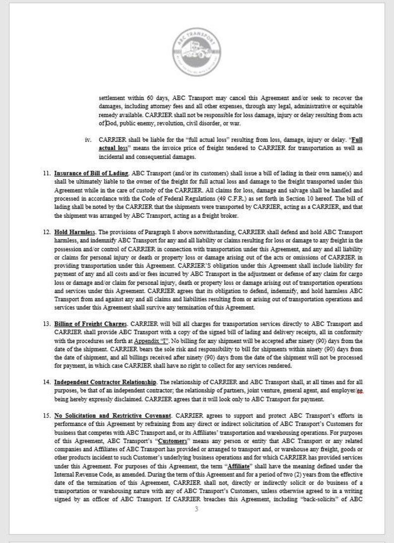 Carrier Agreement Package ︱ Broker Template ︱carrier Agreement ︱ Setup ...