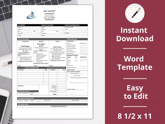 Carpet Cleaning Contract agreement proposal template | Etsy