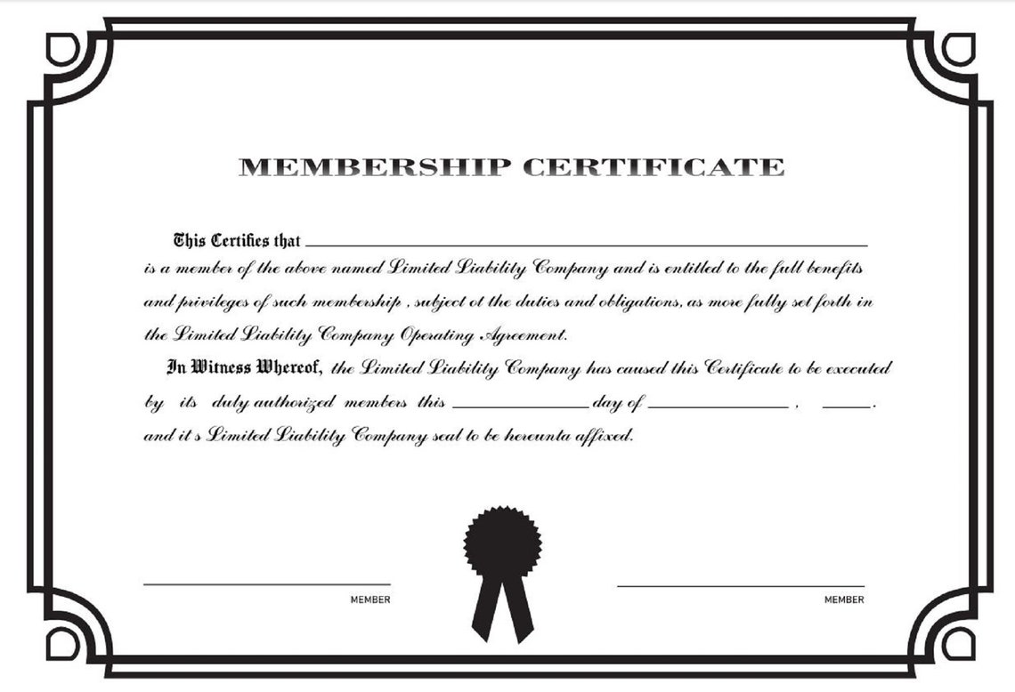 LLC Membership Certificate ︱ Instant Download︱pdf - Etsy
