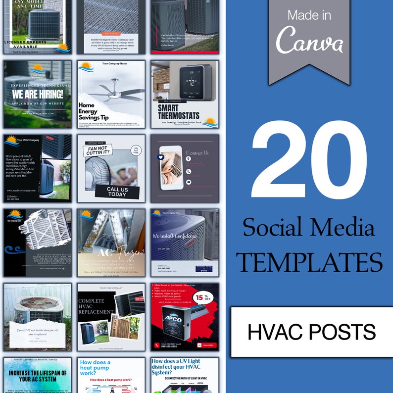 HVAC ︱ Social Media Posts for Facebook & Instagram ︱ Templates - Etsy