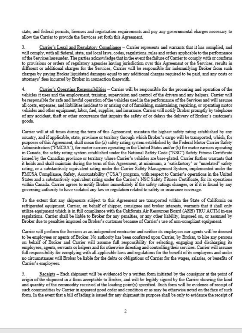 Broker-carrier Agreement ︱contract ︱instant Download ︱template ...