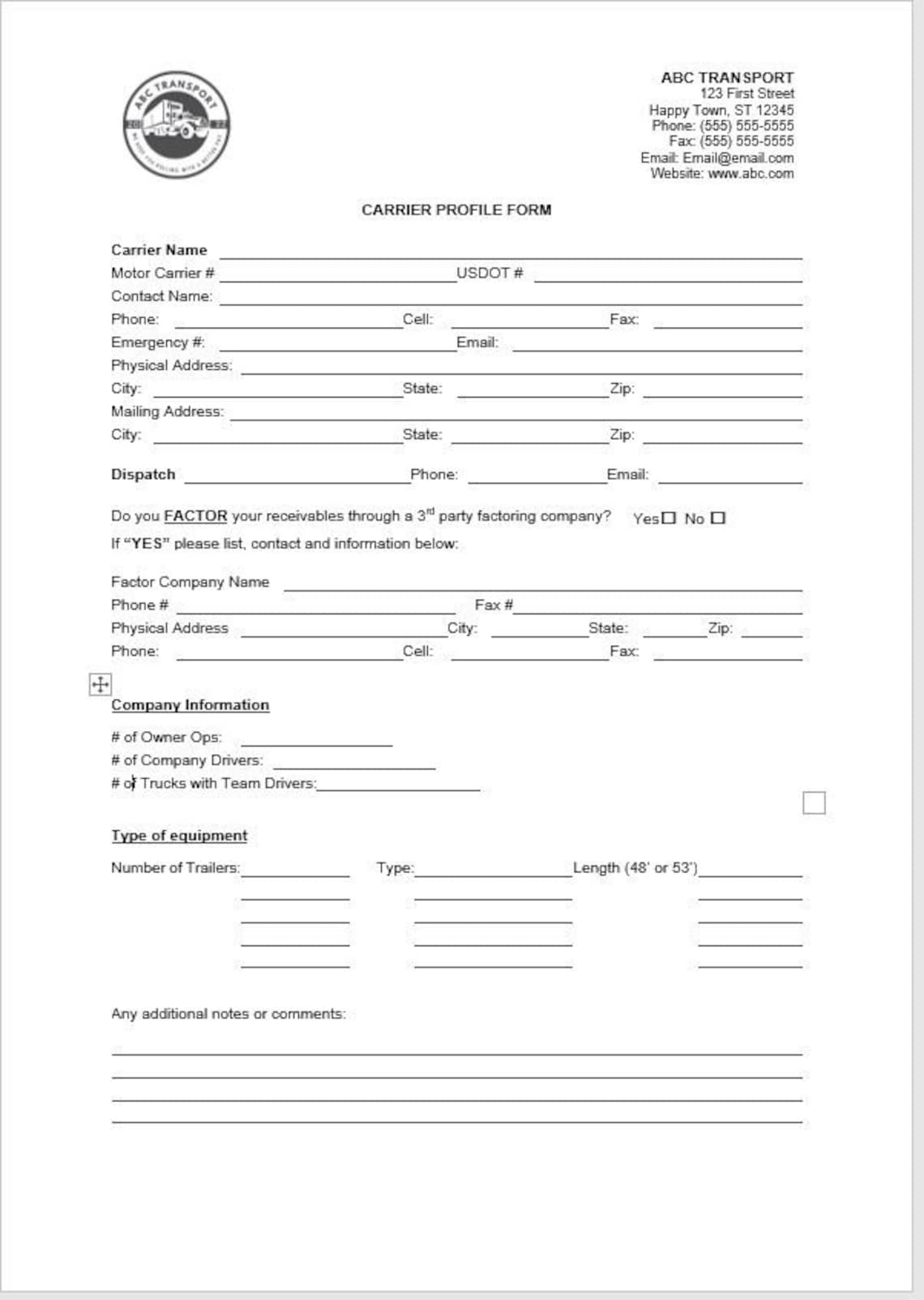 Carrier Set up Package ︱ Broker Template ︱carrier Agreement ︱ Trucking ...