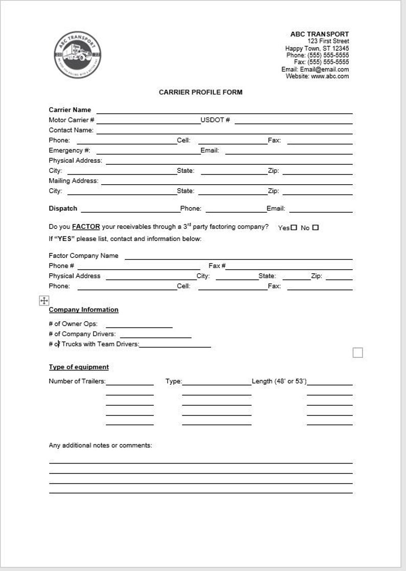 Carrier Set up Package ︱ Broker Template ︱carrier Agreement ︱ Trucking ...