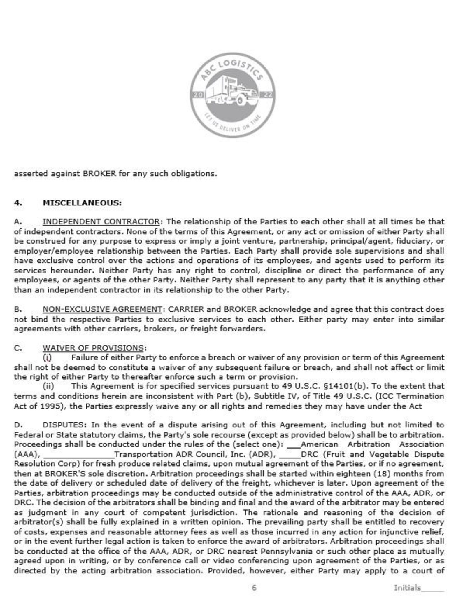 Broker-carrier Agreement ︱contract ︱instant Download ︱template ...