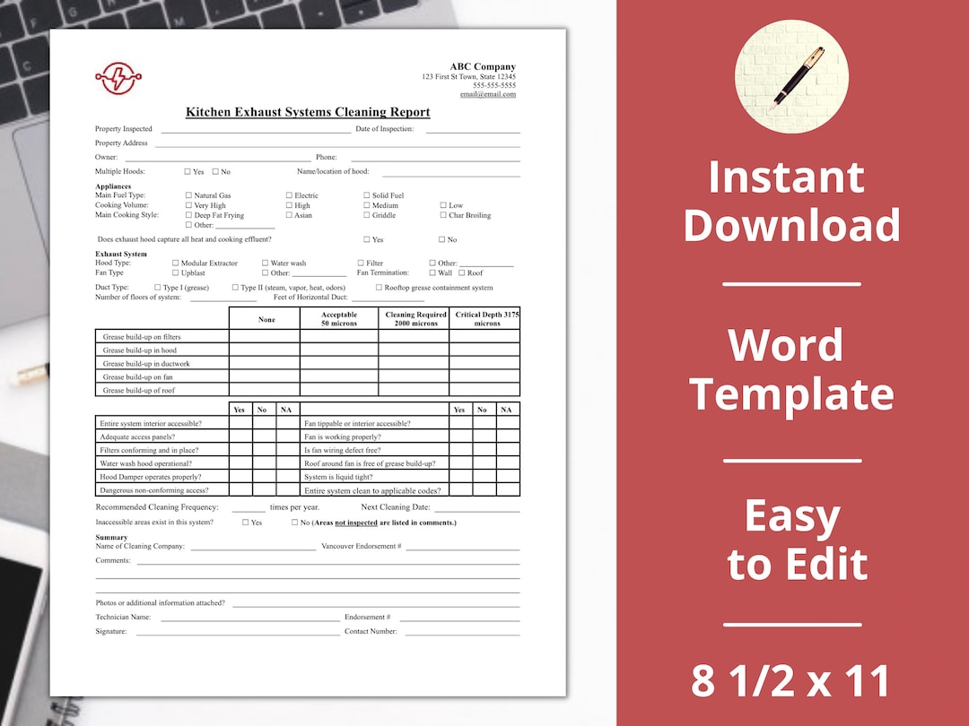 Kitchen ︱exhaust ︱ Cleaning ︱ Estimate ︱template︱ Proposal ︱invoice ...