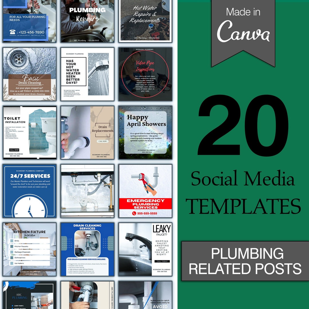 Plumbing ︱social Media Posts for Facebook and Instagram ︱templates ...