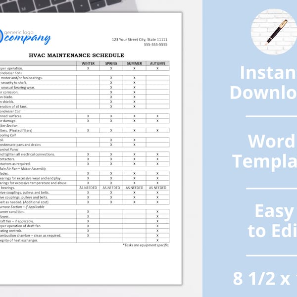 Hvac Maintenance Checklist - Etsy