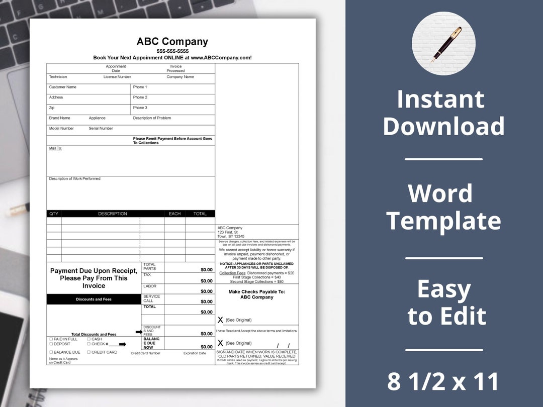 Appliance Receipt︱invoice︱template︱instant Download︱word Format ...