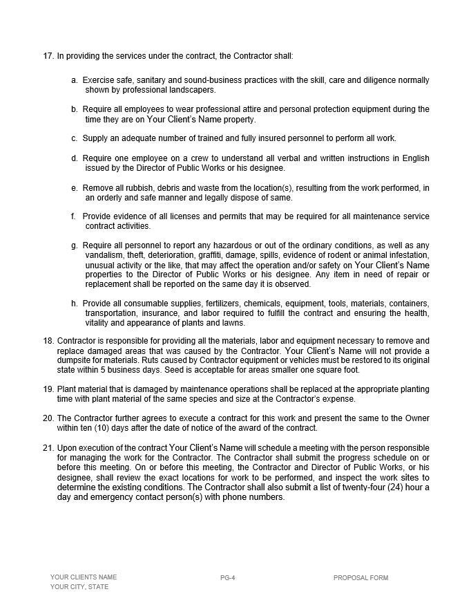 Landscape Maintenance Template ︱contract ︱lawn Care ︱agreement ...