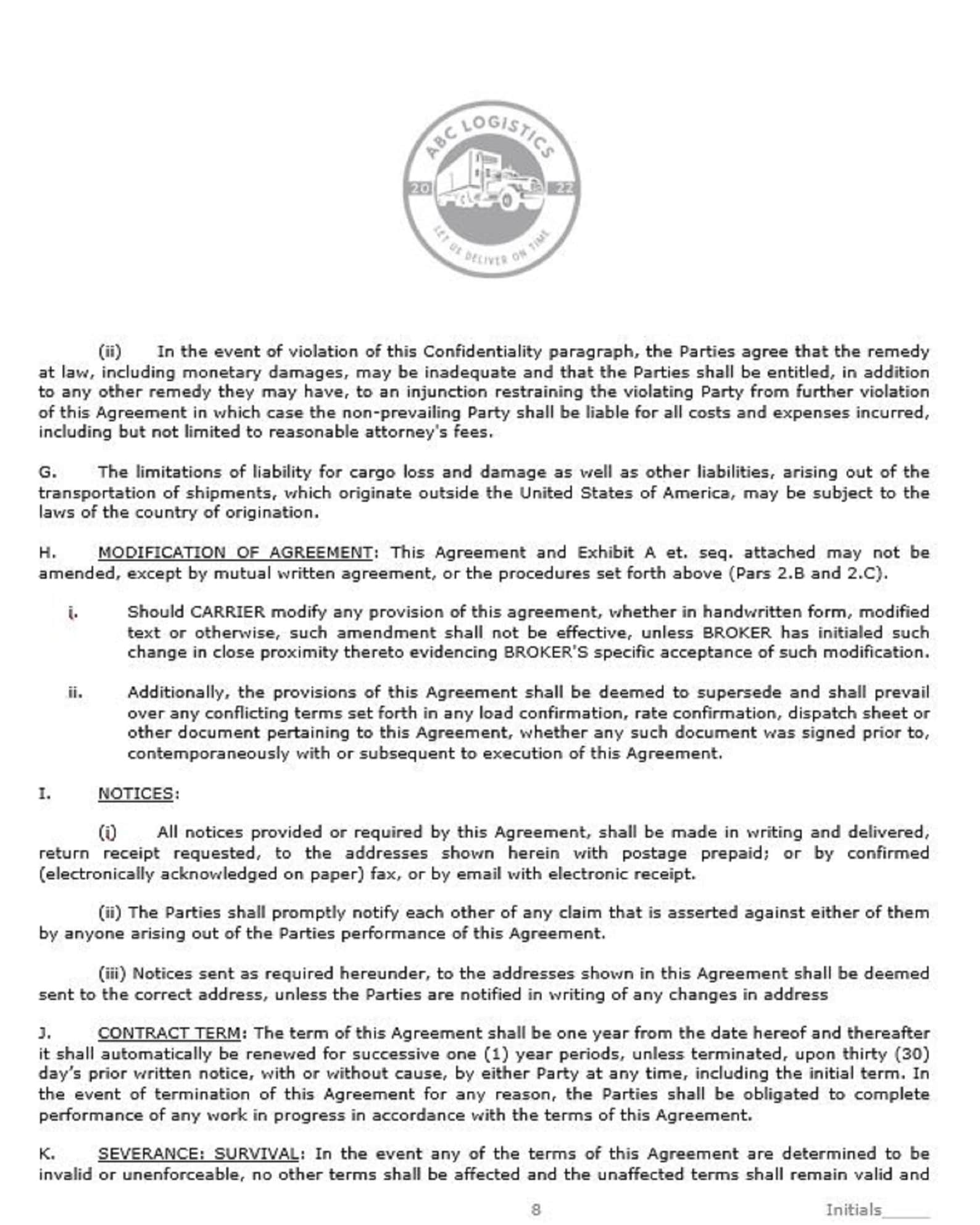 Broker-carrier Agreement ︱contract ︱instant Download ︱template ...
