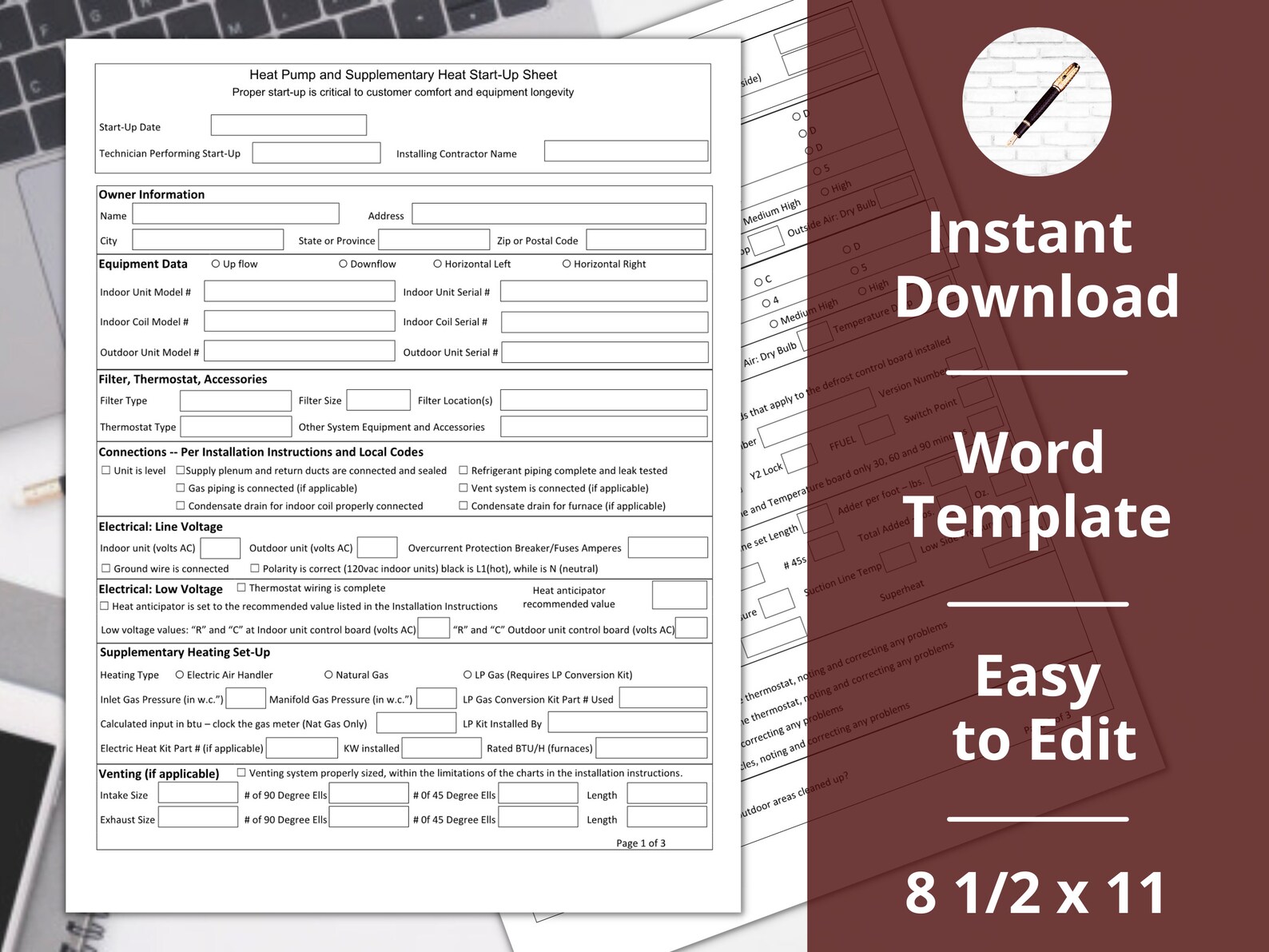 Heat Pump Start up Check List ︱ Sheet ︱instant Download ︱ HVAC ...