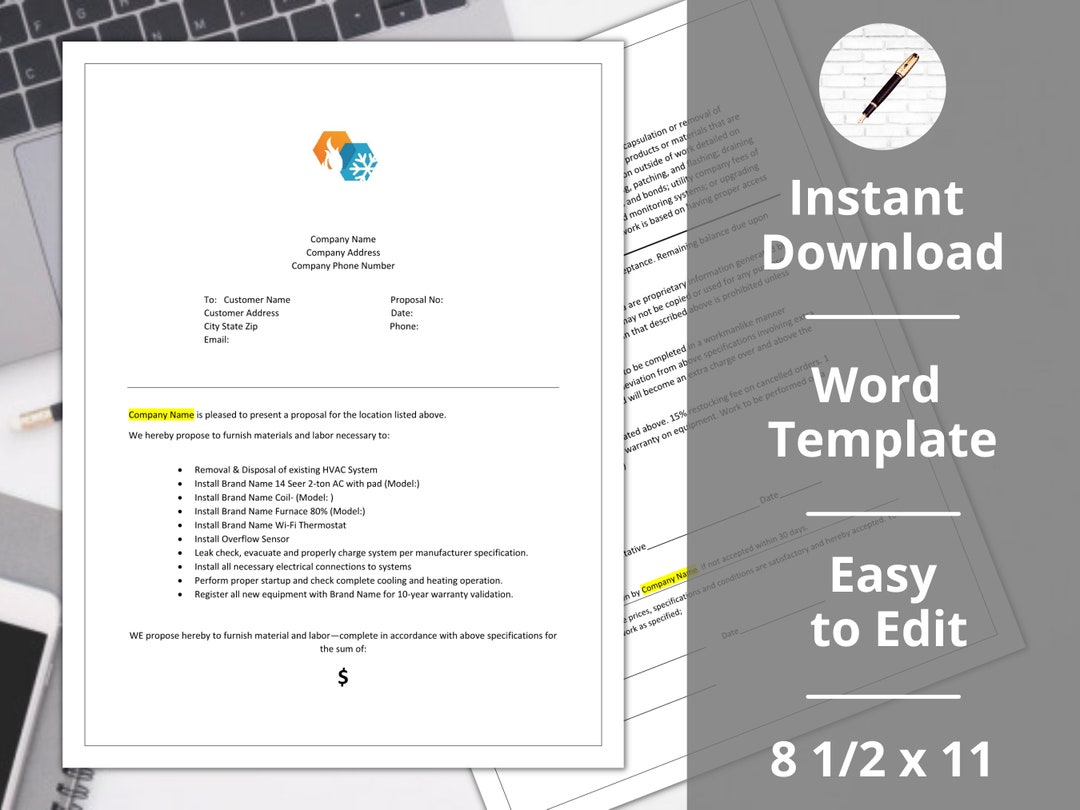 HVAC ︱ Bid Template ︱ Contract ︱ Estimates ︱proposal ︱mechanical ...