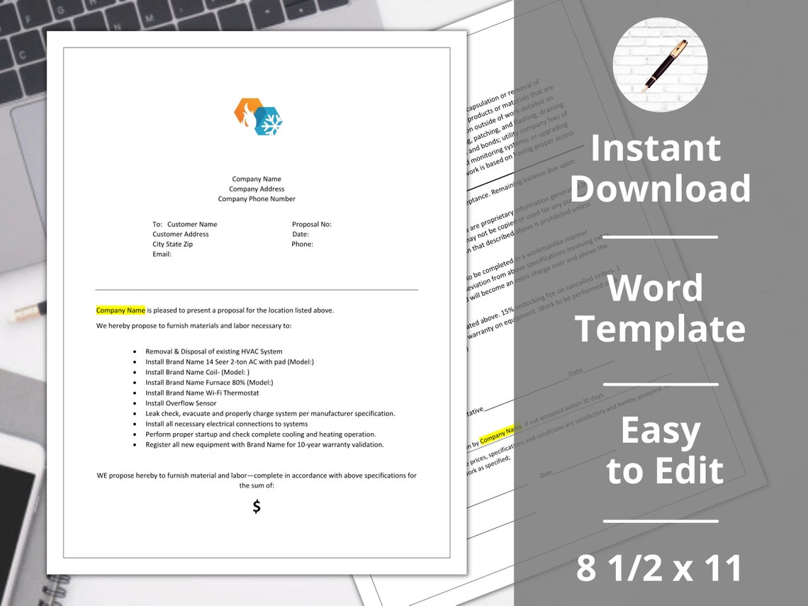 HVAC ︱ Bid Template ︱ Contract ︱ Estimates ︱proposal ︱mechanical ...
