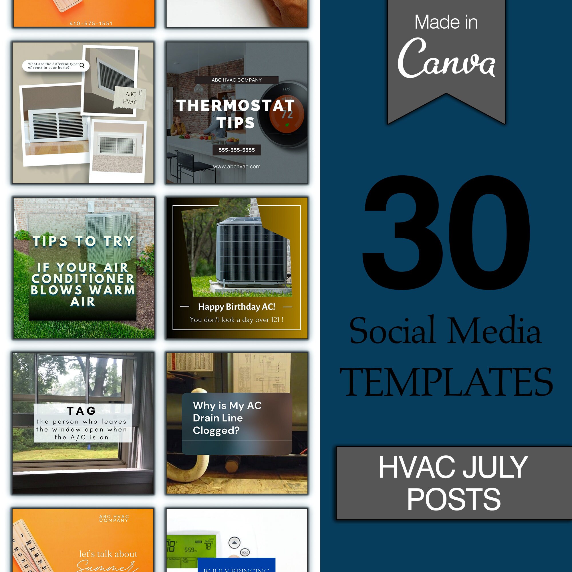 HVAC ︱july 2023 Social Media Posts ︱heating & Cooling ︱31 Posts ...