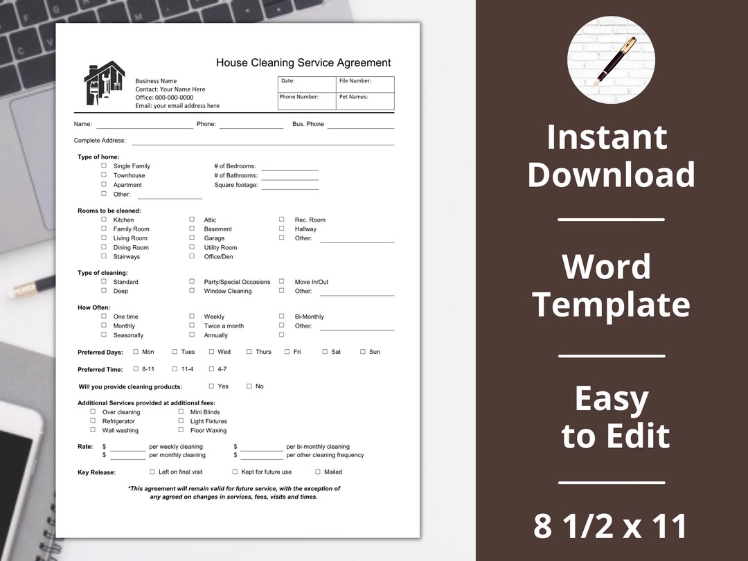 House Cleaning ︱ Contract ︱agreement ︱proposal ︱template ︱ Estimate ...