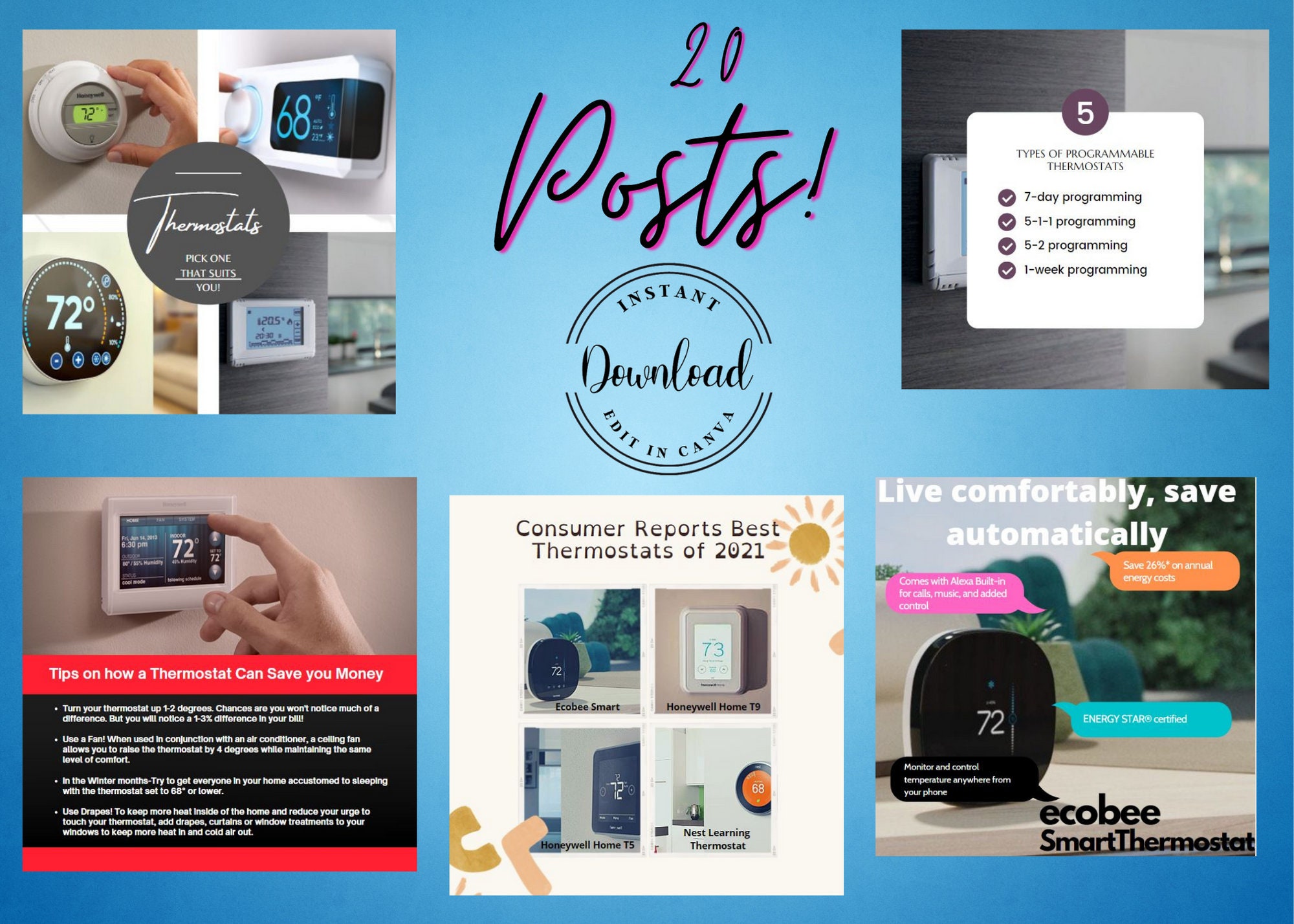 Thermostat Social Media Posts for HVAC | Etsy