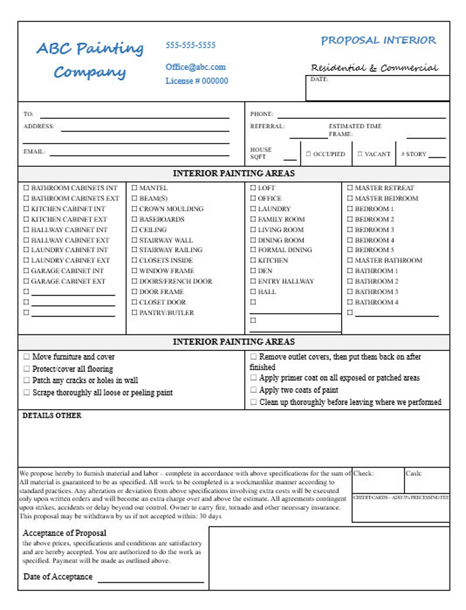 Painting Proposal ︱word Format ︱template ︱ Estimate ︱ Contract - Etsy