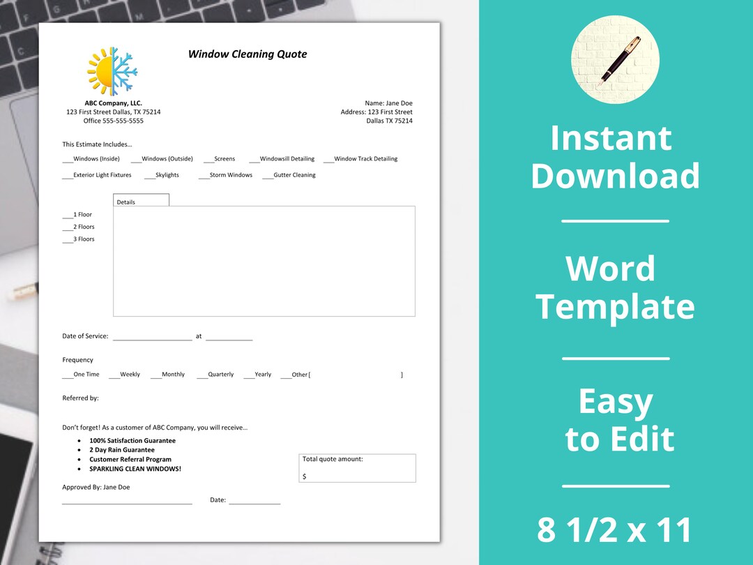 Window Cleaning Estimate ︱invoice ︱ BID ︱quote︱ Proposal - Etsy