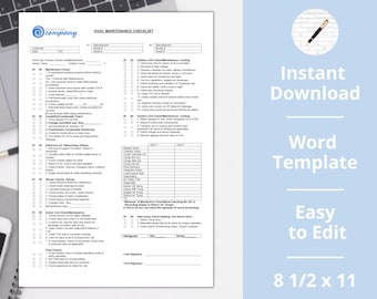 HVAC Preventative Maintenance Checklist Template Editable Microsoft ...
