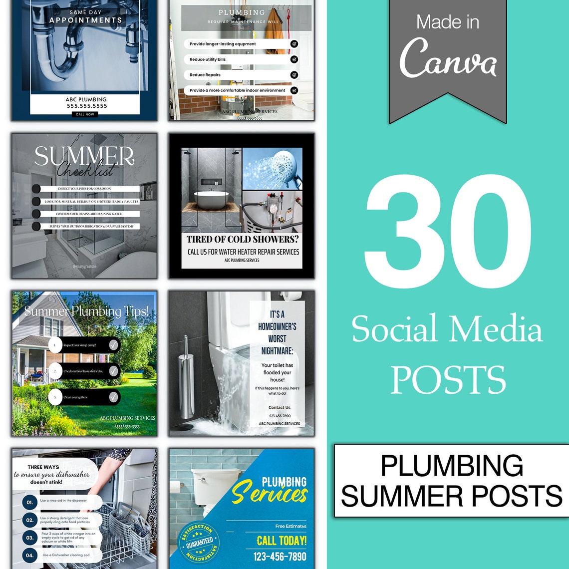 Plumbing ︱summer Social Media Posts ︱plumber ︱templates ︱instant ...