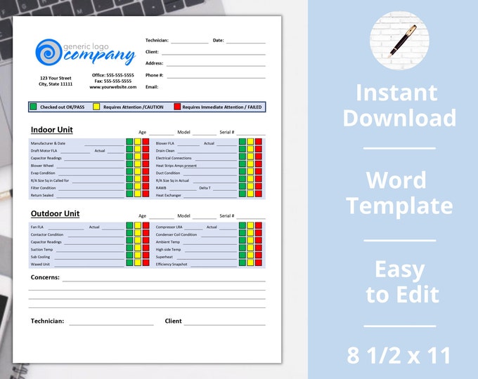 HVAC SPEC SHEET Ducts measuring template heating Cooling - Etsy Canada