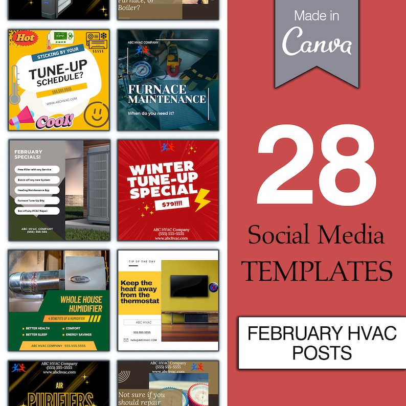 HVAC ︱february Social Media Posts ︱heating & Cooling Winter︱ Includes ...