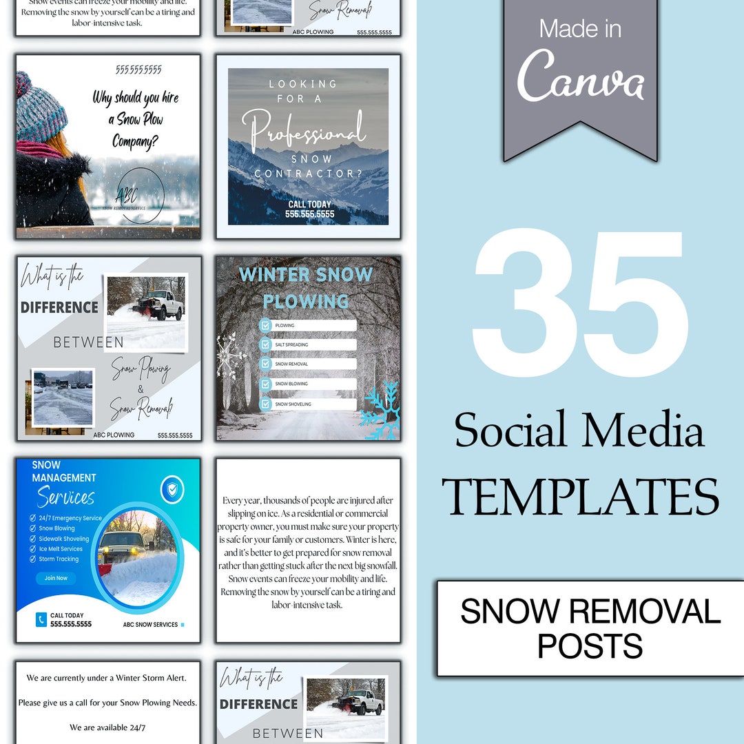 Snow Removal Social Media ︱ Posts ︱ Templates ︱snow Plowing ︱instant ...