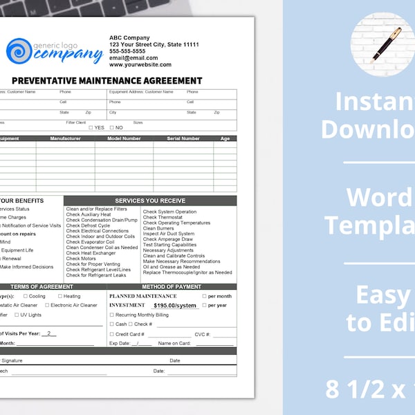 Hvac Maintenance Agreement - Etsy