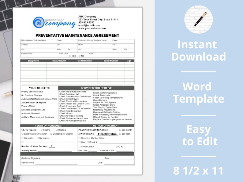 Preventative Maintenance Agreement ï Contract ï Agreement ï Template