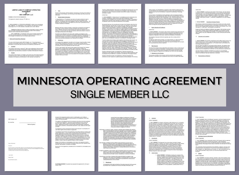 Minnesota Operating Agreement ︱template ︱LLC ︱instant Download ︱single ...