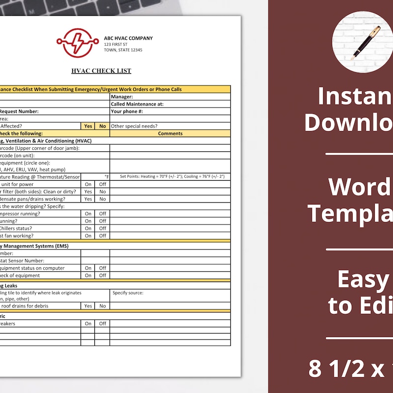 Hvac Inspection Form - Etsy