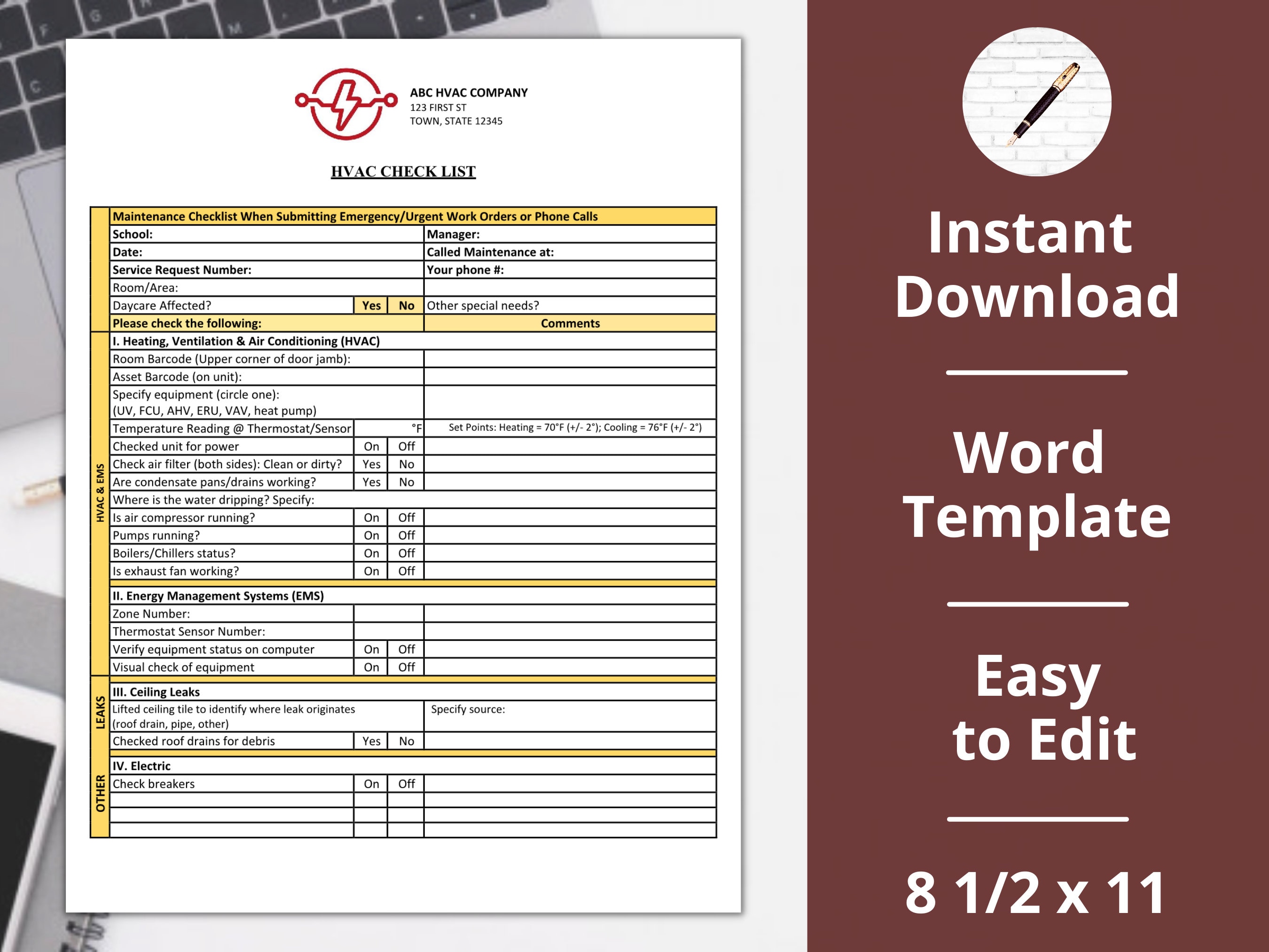 School HVAC Checklist ︱ Commercial Inspection ︱ HVAC Service Report ...