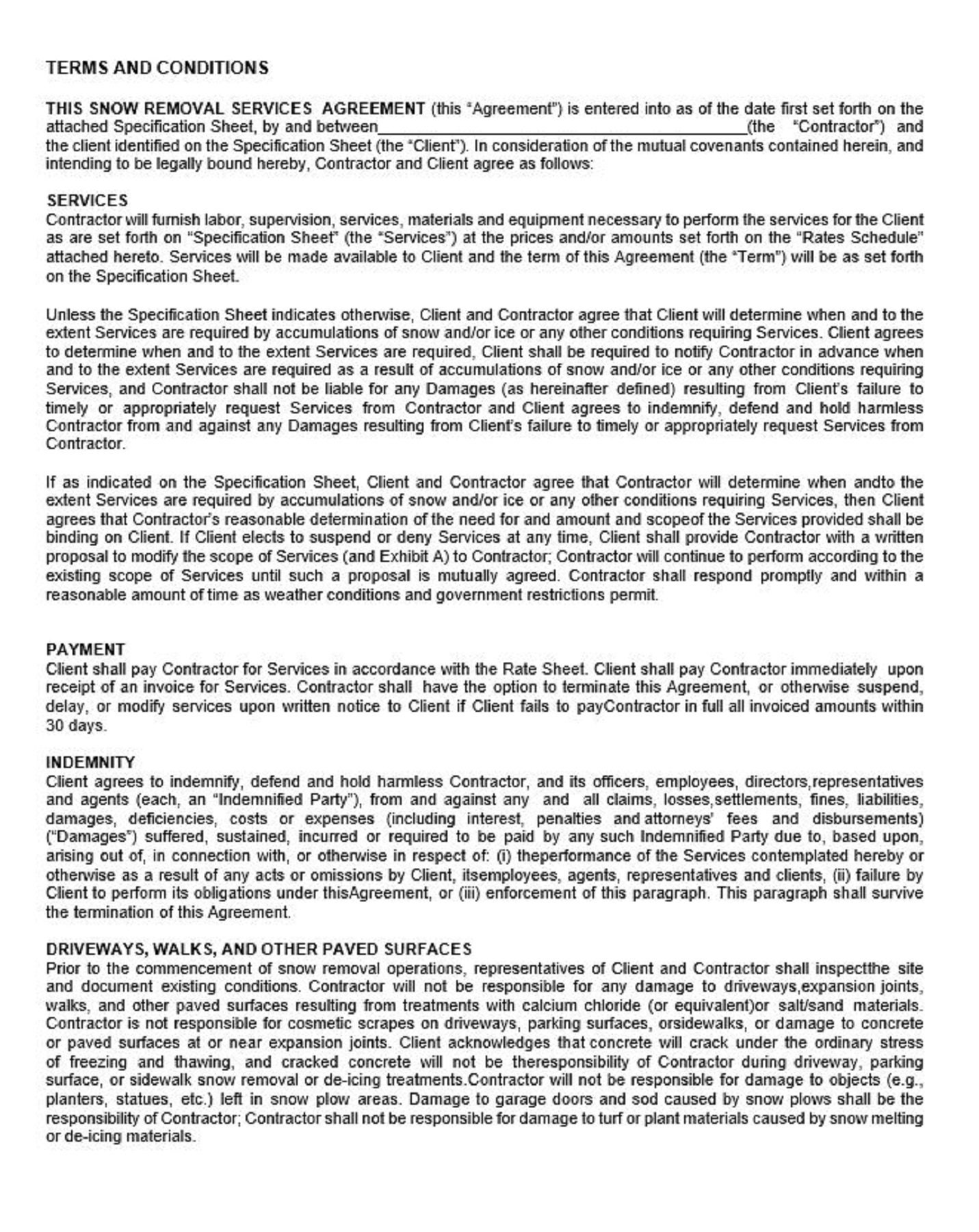 Snow Removal ︱ Agreement ︱ Template ︱invoice ︱proposal ︱estimate ...