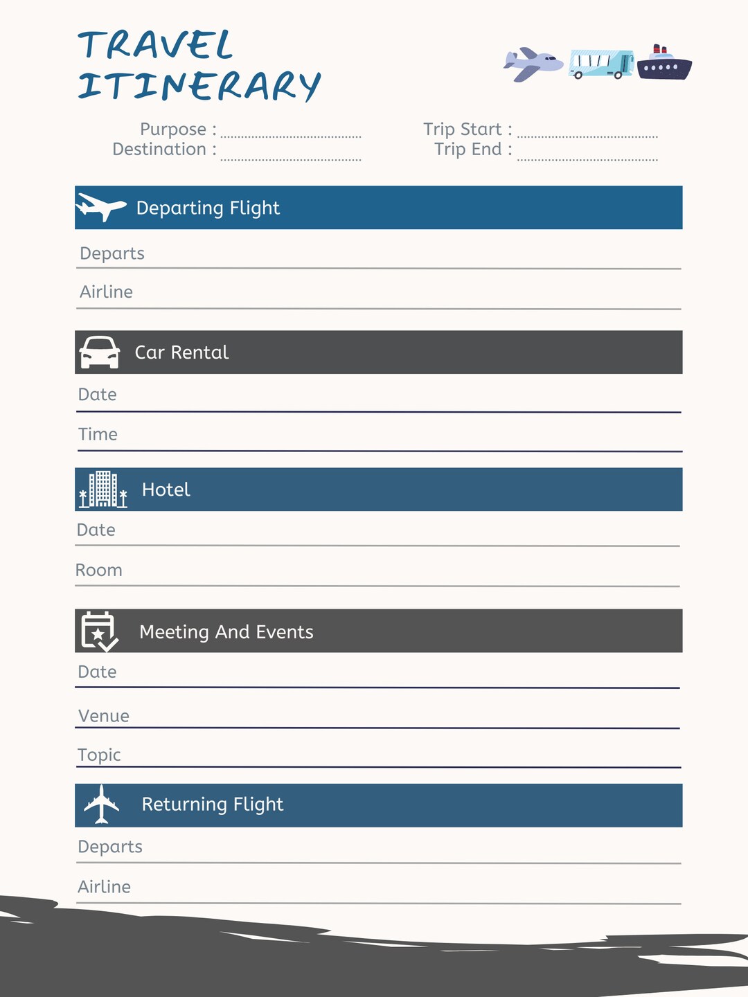 Travel Itinerary ︱ Instant Download ︱PDF - Etsy
